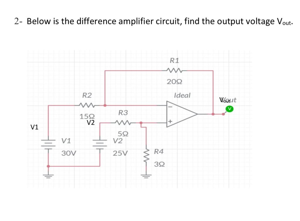 Solved 2- Below is the difference amplifier circuit, find | Chegg.com
