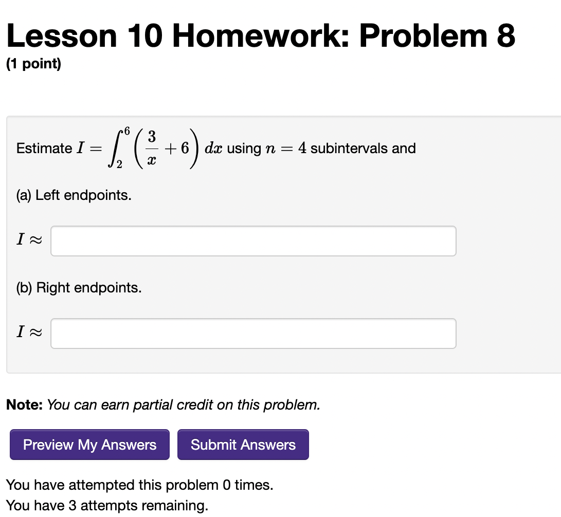 Solved Lesson 10 Homework: Problem 8 (1 point) Estimate | Chegg.com