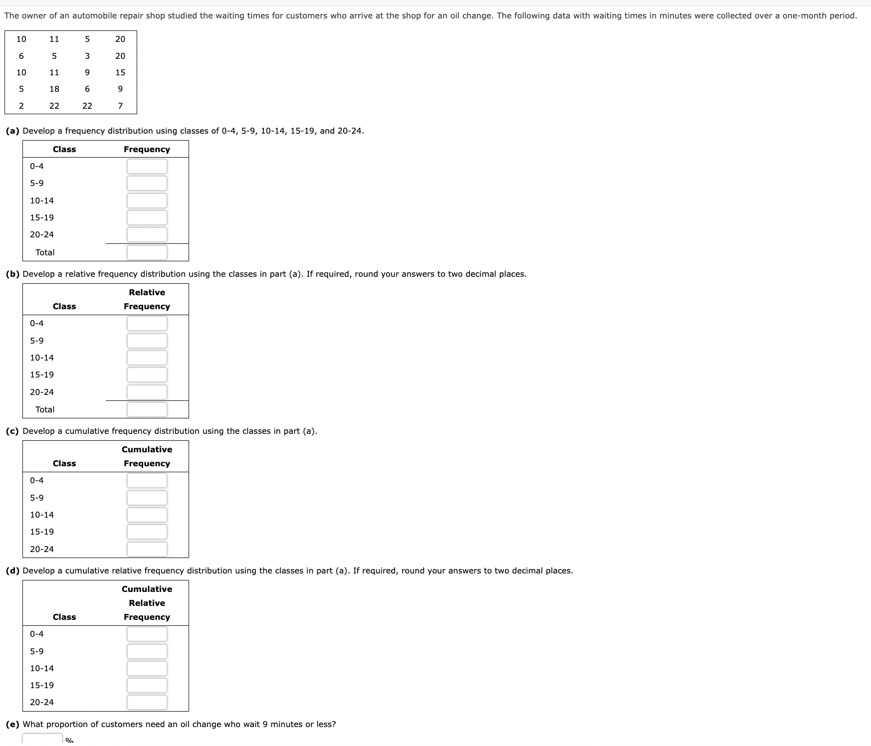 Solved (a) ﻿Develop a frequency distribution using classes | Chegg.com