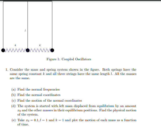 Solved 1 Figure 1: Coupled Oscillators 1. Consider the mass | Chegg.com