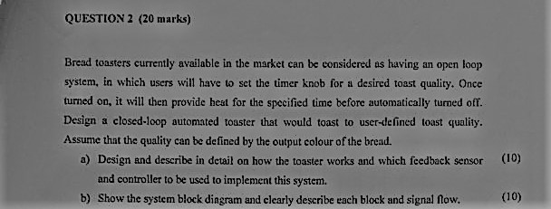 Solved QUESTION 2 (20 marks) Bread toasters currently | Chegg.com