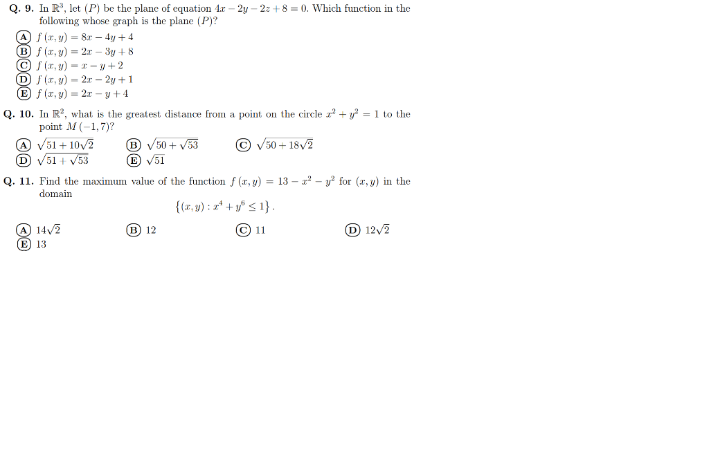 Solved Q. 9. In R3, let (P) be the plane of equation | Chegg.com