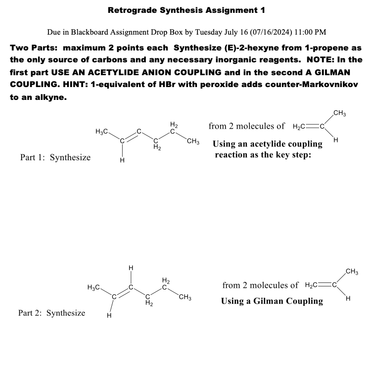 Solved Retrograde Synthesis Assignment 1Two Parts: maximum 2 | Chegg.com
