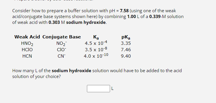 Consider how to prepare a buffer solution with | Chegg.com