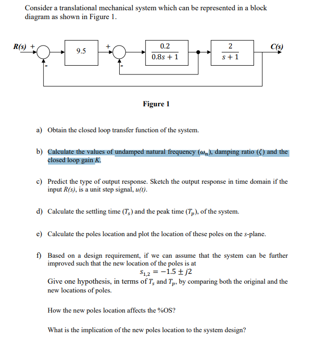 Solved Consider a translational mechanical system which can | Chegg.com