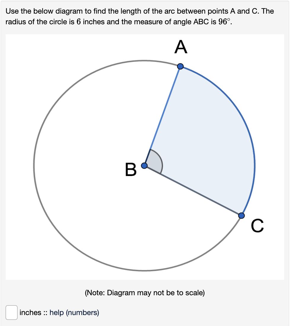 Solved Use the below diagram to find the length of the arc | Chegg.com