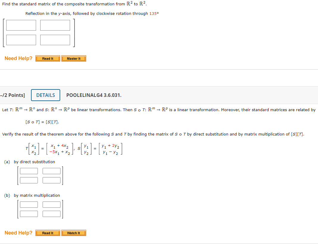 Solved Find the standard matrix of the composite | Chegg.com