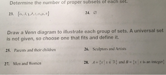 Solved Determine the number of proper subsets of each set. | Chegg.com