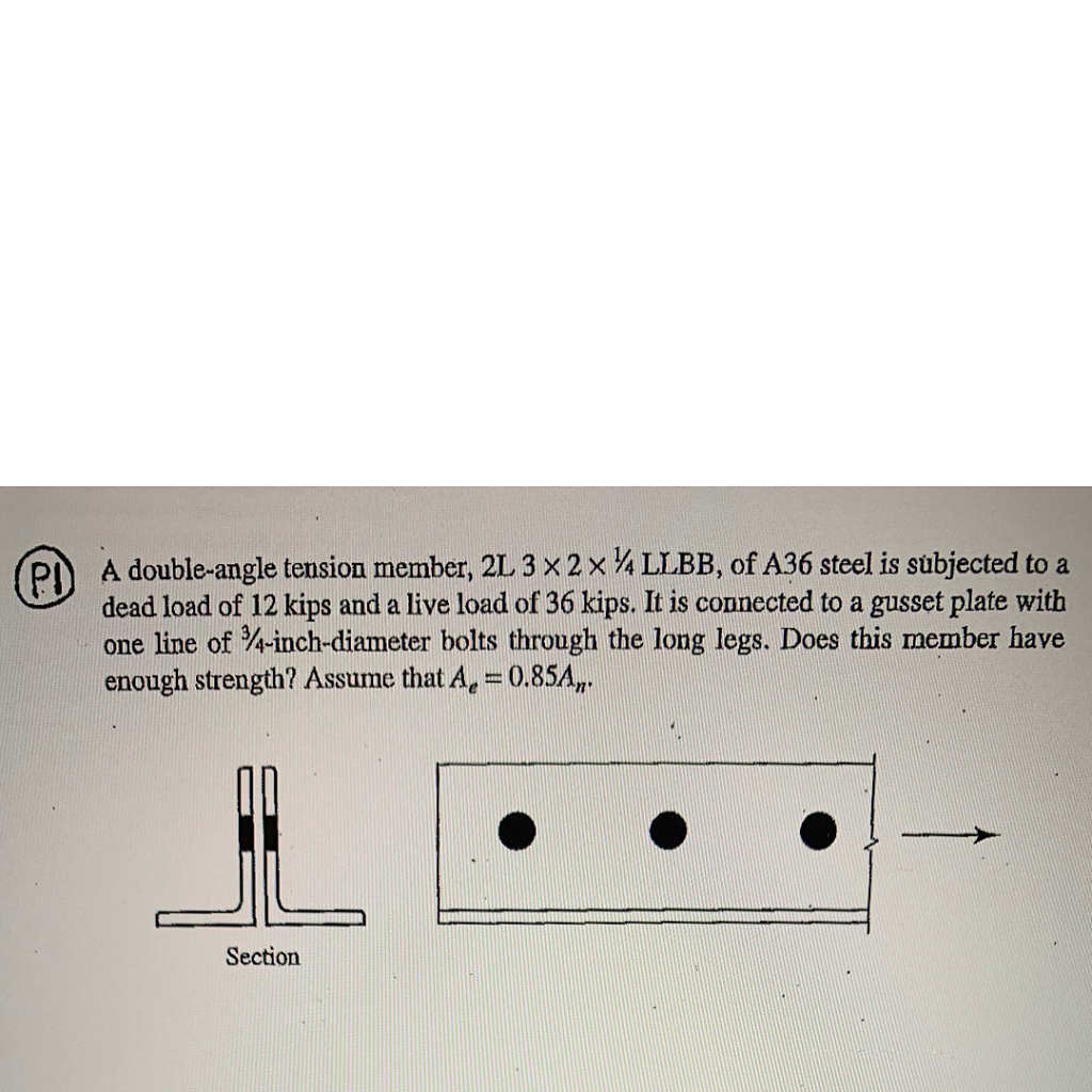 Solved A double-angle tension member, 2L 3 x 2x4 LLBB, of | Chegg.com