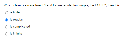 Solved Which claim is always true: L1 and L2 are regular | Chegg.com
