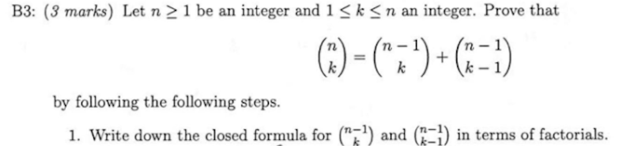 Solved 3: (3 marks) Let n≥1 be an integer and 1≤k≤n an | Chegg.com