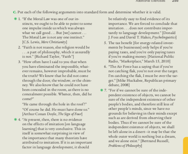 C. Put each of the following arguments into standard | Chegg.com