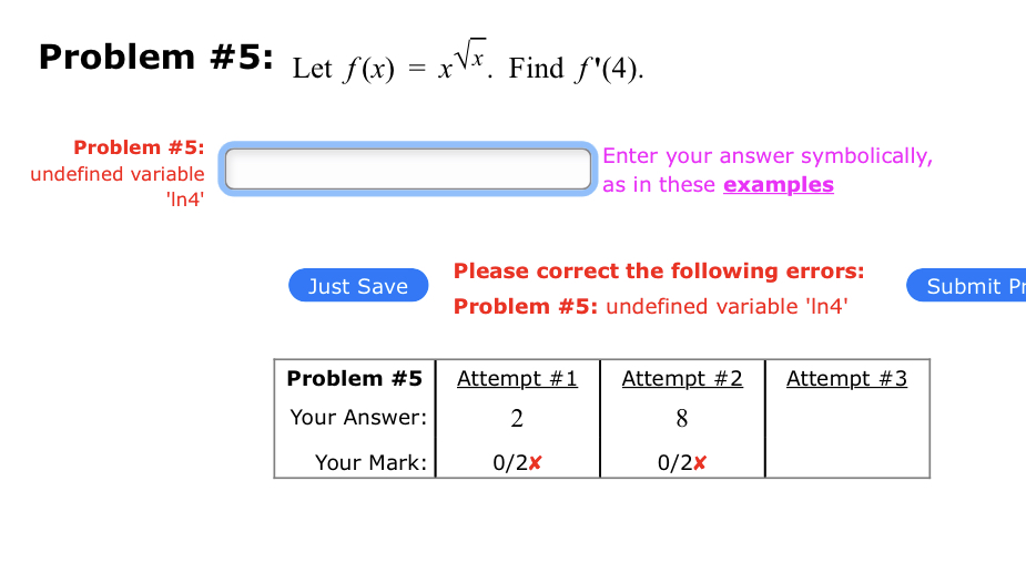 Solved Problem \#5: Let f(x)=xx. Find f′(4). Problem \#5: | Chegg.com