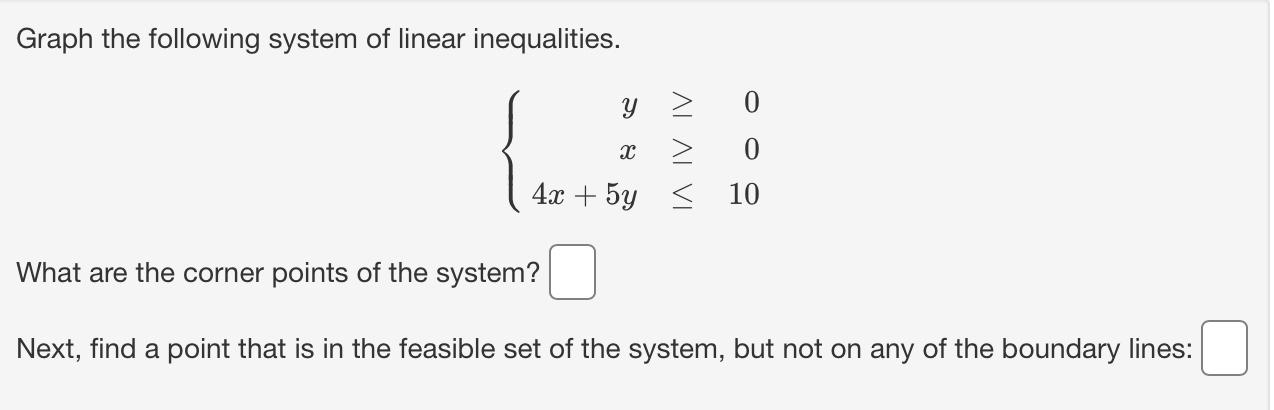 Solved Graph the following system of linear inequalities. y | Chegg.com