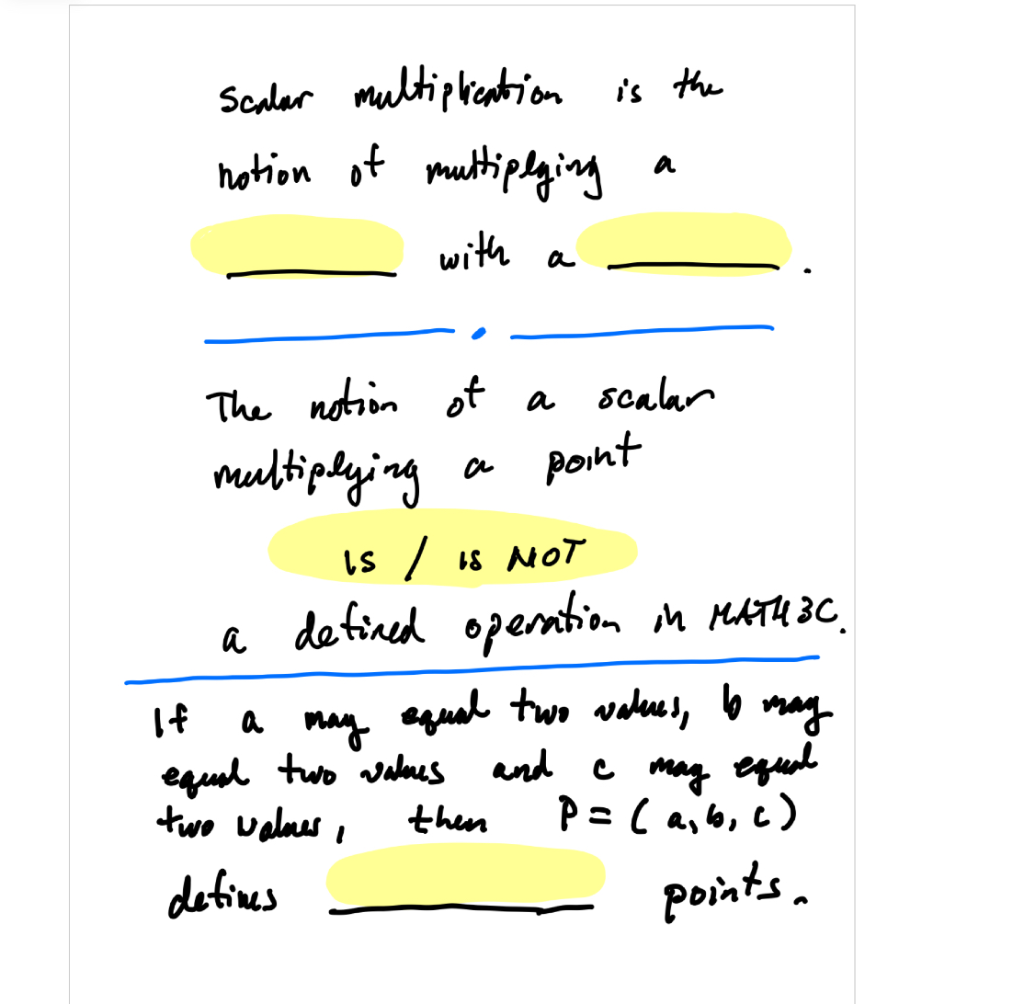 Solved Scalar multiplication is the notion of multiplying a | Chegg.com