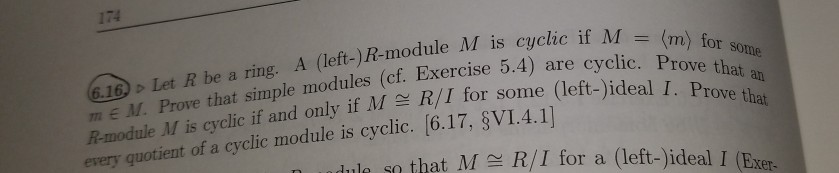 Solved 174 (m) for some me M. Prove that simple modules (cf. | Chegg.com