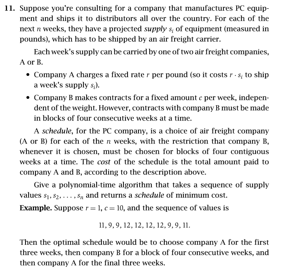 [Algorithm design: shipping carrier scheduling] | Chegg.com