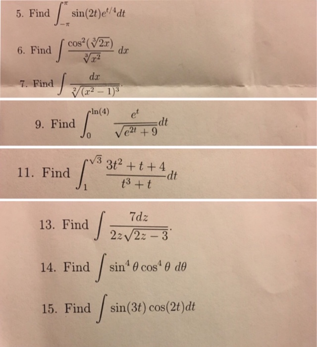 Solved Find integral_-pi^pi sin(2t)e^t/4 dt Find integral | Chegg.com