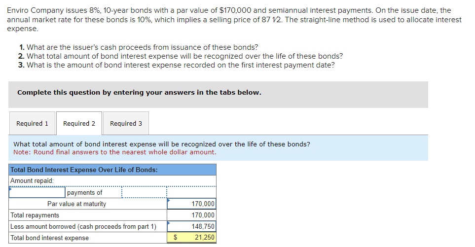 Solved Enviro Company issues 8%,10-year bonds with a par | Chegg.com