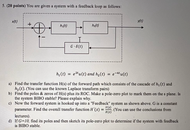 Solved 5 20 Points You Are Given A System With A Feedback
