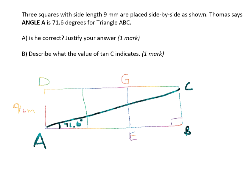 Solved Three squares with side length 9 mm are placed | Chegg.com