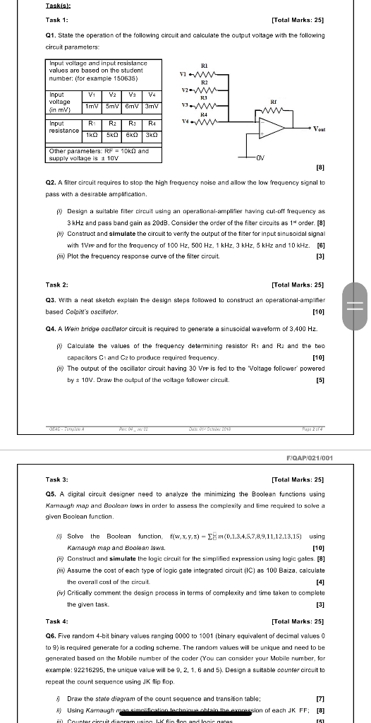 Solved Taskis): Task 1: [Total Marks: 25] Q1. State the | Chegg.com
