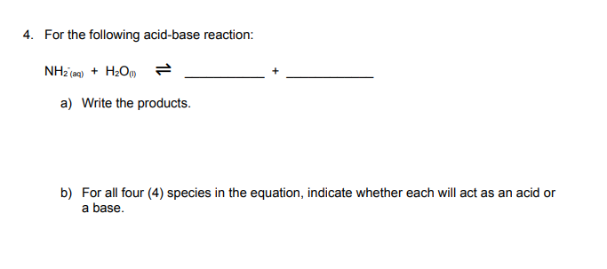 Solved For the following acid-base | Chegg.com