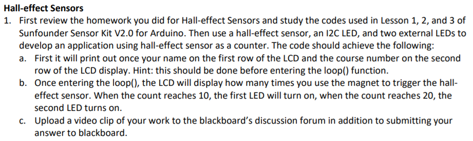 Solved Hall-effect Sensors 1. First review the homework you | Chegg.com