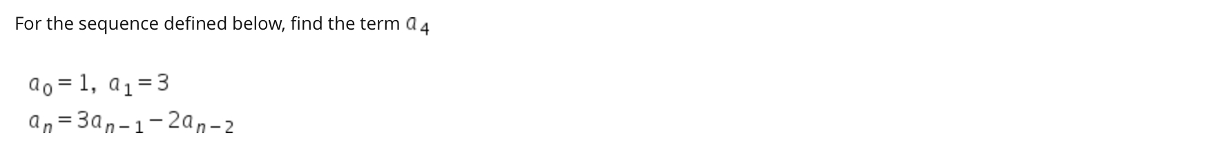 Solved For the sequence defined below, find the term 04 20 = | Chegg.com