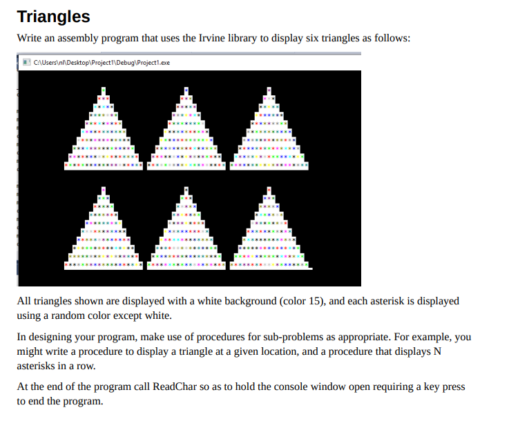 Triangles Write an assembly program that uses the | Chegg.com