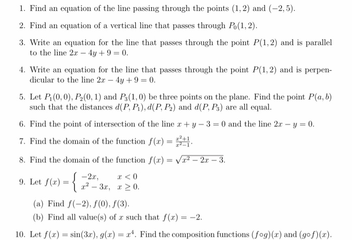 Solved 1 Find An Equation Of The Line Passing Through The