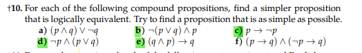 Solved 10. For each of the following compound propositions, | Chegg.com