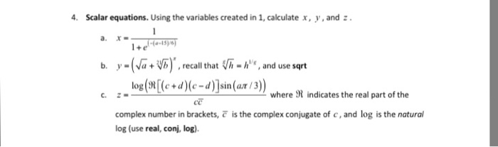 Scalar equations. Using the variables created in 1, | Chegg.com