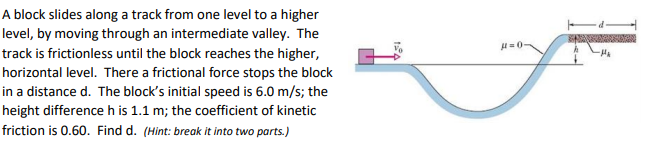 Solved A block slides along a track from one level to a | Chegg.com