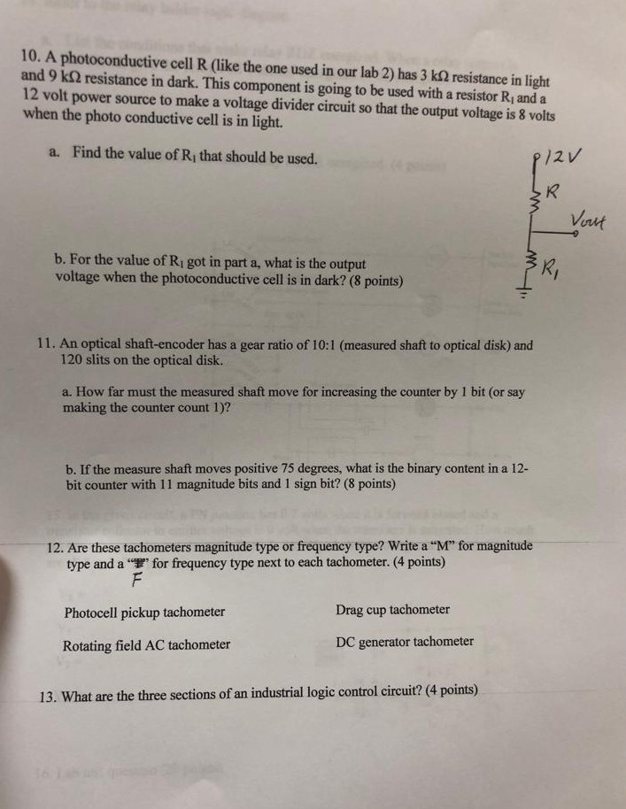 Solved 10. A photoconductive cell R (like the one used in | Chegg.com
