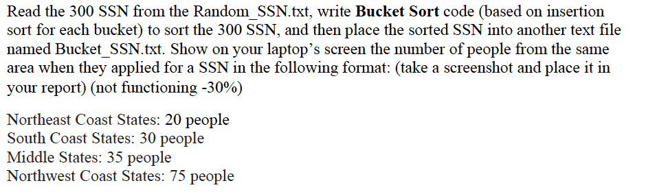 Read the 300 SSN from the Random SSN.txt, write | Chegg.com