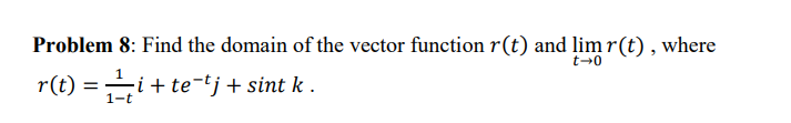 Solved Problem 8: Find the domain of the vector function | Chegg.com