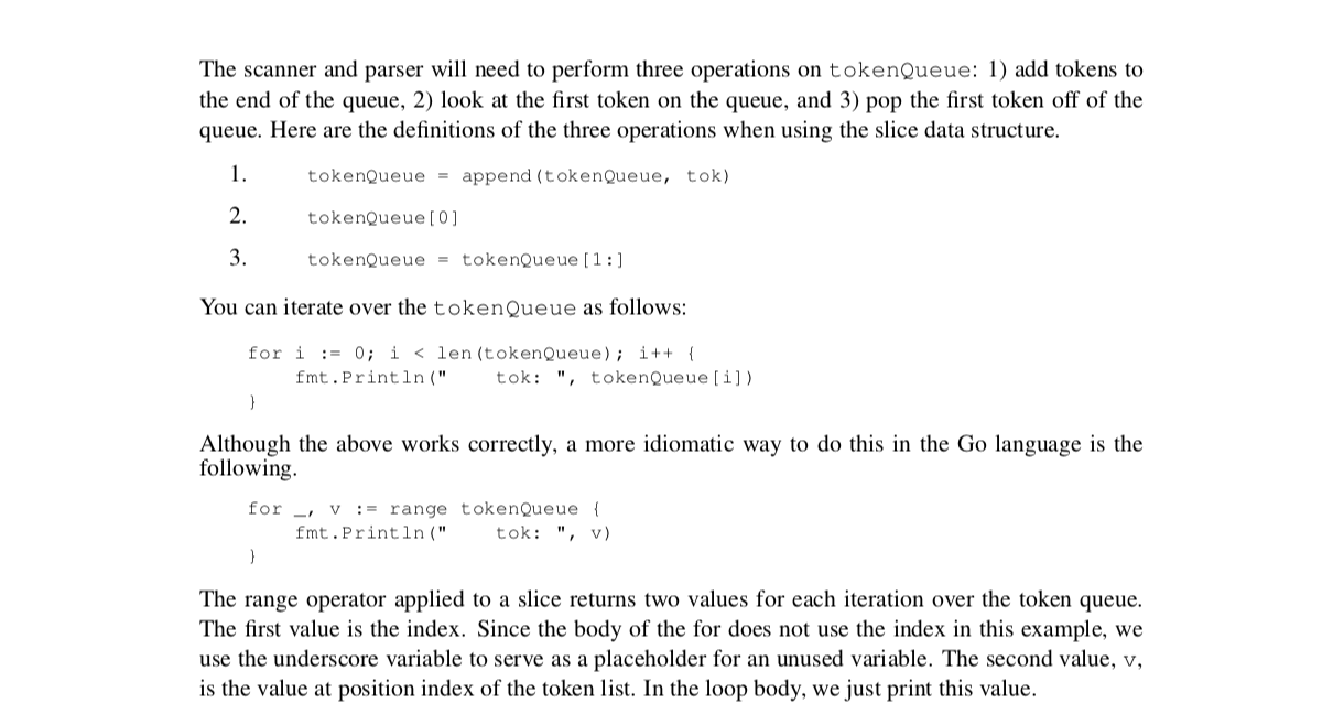I need help modifying the given scanner in the Go | Chegg.com