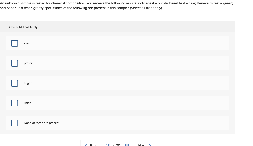 Solved An unknown sample is tested for chemical composition. | Chegg.com