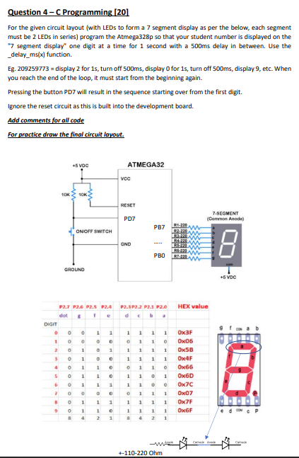 Solved Question 4 - C Programming (20) For the given circuit | Chegg.com