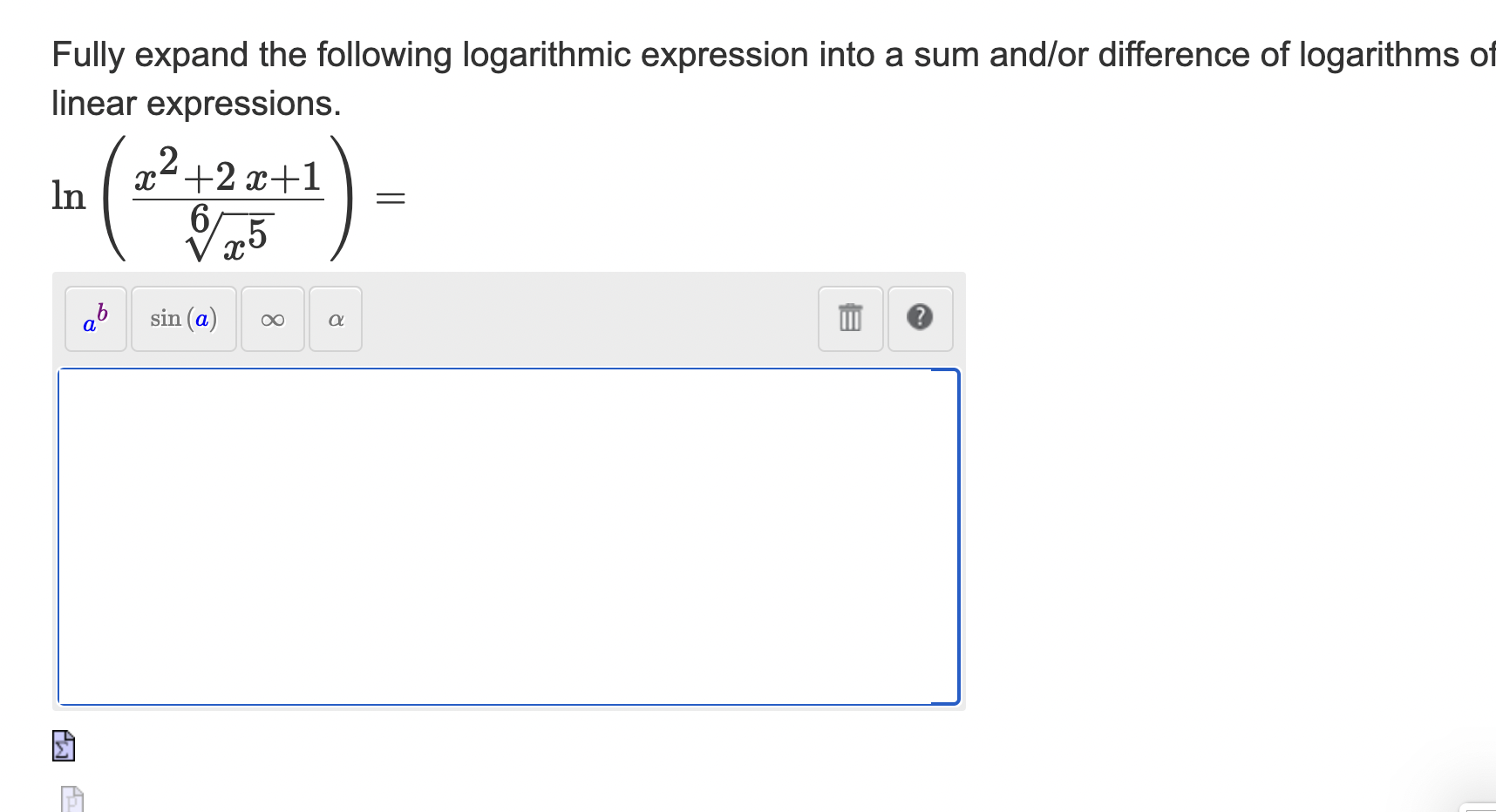 Solved Fully expand the following logarithmic expression | Chegg.com