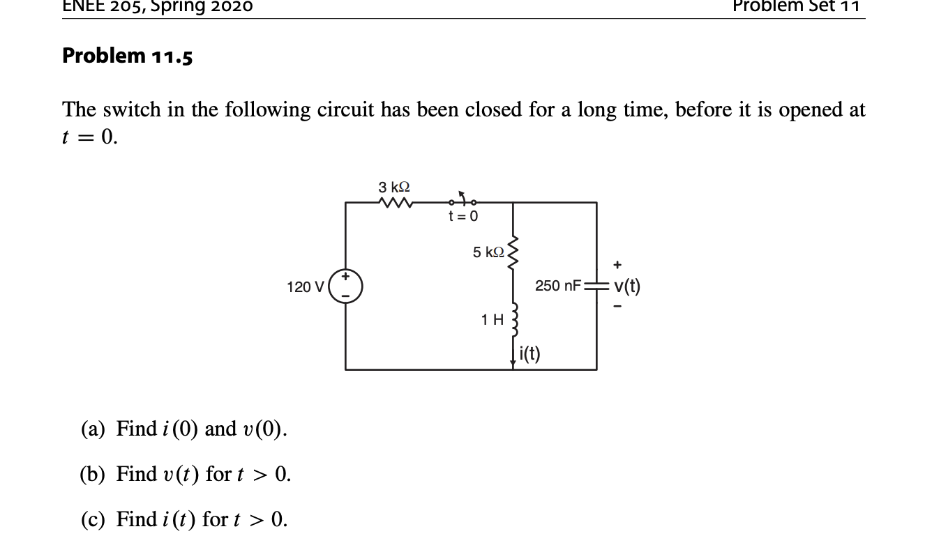 Solved ENEE 205, Spring 2020 Problem Set 11 Problem 11.5 The | Chegg.com