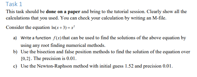 Solved Task 1 This task should be done on a paper and bring | Chegg.com