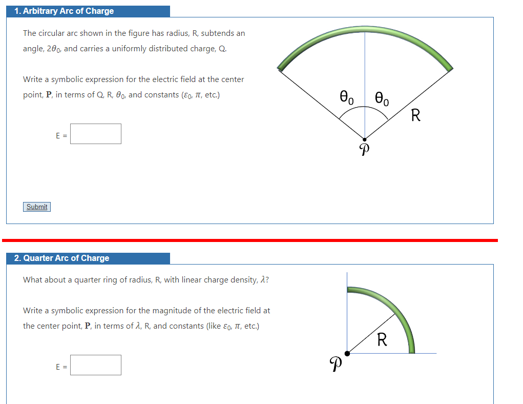 Solved The circular arc shown in the figure has radius, R, | Chegg.com