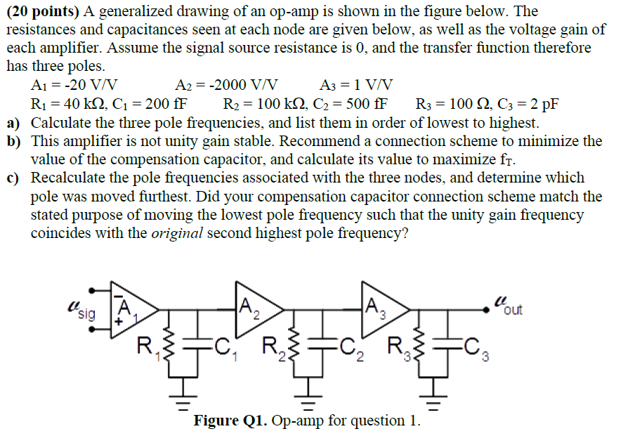 (20 points) A generalized drawing of an op-amp is | Chegg.com