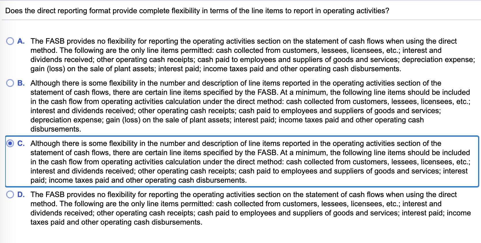 Solved Does the direct reporting format provide complete | Chegg.com