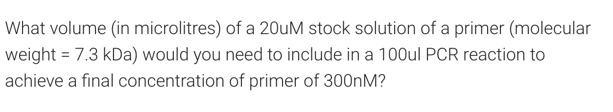 Solved What volume (in microlitres) of a 200M stock solution | Chegg.com