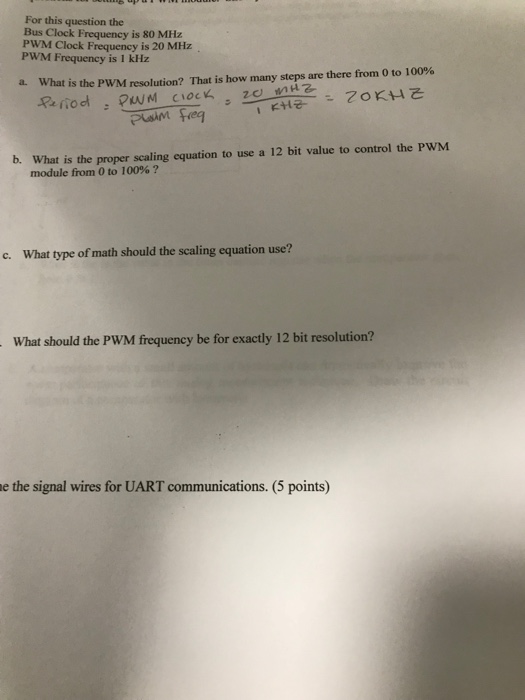 Solved For this question the Bus Clock Frequency is 80 MHz | Chegg.com