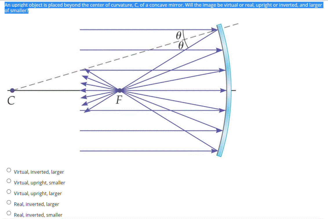 Solved An upright object is placed beyond the center of | Chegg.com