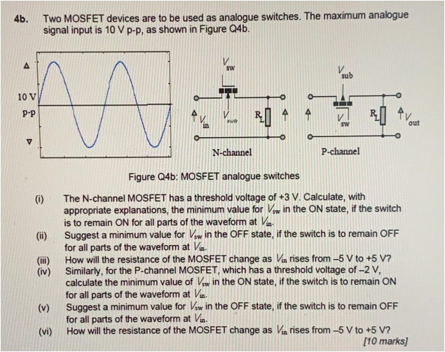 4b. Two MOSFET devices are to be used as analogue | Chegg.com